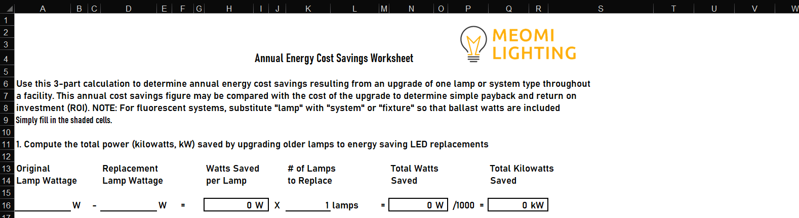Energy Savings Calculator – Meomi Lighting